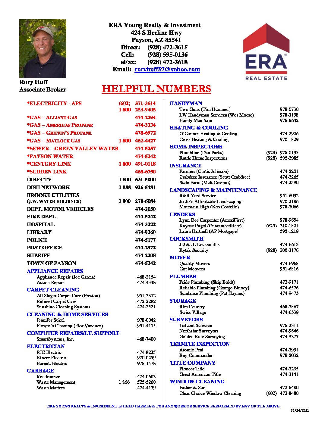 Helpful Numbers - Payson Arizona Real Estate - Rory Huff - Homes Land ...